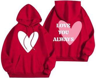Generic Sweat &agrave; capuche &agrave; manches longues pour la Saint-Valentin 2026 pour femme (3), Rouge, XXL