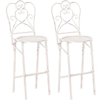 Beliani Beliani - Lot de 2 Chaises Bistrot de Jardin Pliantes en M&eacute;tal Vieilli Beige Clair Trieste