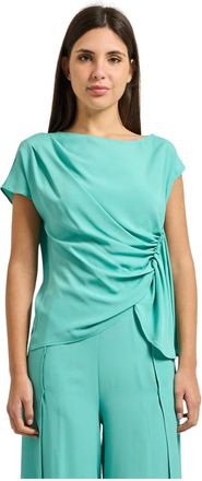 Manila Grace Femme, Blouses et Chemises, Vert, Taille: 38 FR Blouse avec Drap&eacute; Lat&eacute;ral