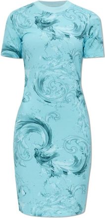 Versace Jeans Couture Femme, Robes, Bleu, Taille: 38 FR Robe Imprim&eacute; Barocco