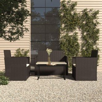 vidaXL Salon de jardin avec coussins 4 pcs - Mobilier de jardin - Ensemble repas de jardin résine tressée noir Vidaxl
