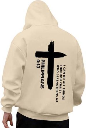 Generic Sweat a Capuche Homme Hooded Sweatshirt Sweatshirt Homme avec Design Imprim&eacute; de Dieu, Capuche et Manches Longues pour Confort Quotidien