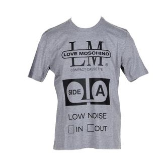 Love Moschino Homme, Tops, Gris, Taille: M Compact Cassette Graphic Tee