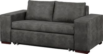 Mørteens home24 Schlafsofa Basic mit XL Armlehne Grau/Basalt Microfaser Bera 176cm Industrial