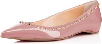 Minitoo Chaussures plates confortables pour femme avec rivets pour fête, bal de fin dannée, W9 Nude, 39.5 EU