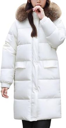 Generic Manteau dhiver long pour femme, manteau matelassé à manches longues pour lhiver, chaud, épais, chaud à capuche, vestes rembourrées douces et confortab