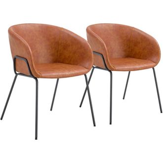 Happy Garden Happy Garden - Lot de 2 chaises en simili cognac andr&eacute;