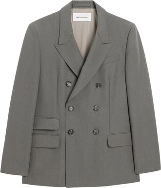 Ami Homme, Vestes, Gris, Taille: M Veste crois&eacute;e en laine