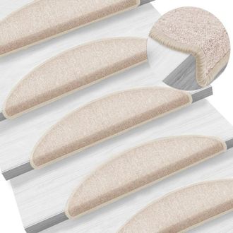 vidaXL Tapis descalier 15 pcs Taupe 56 x 17 x 3 cm Vidaxl