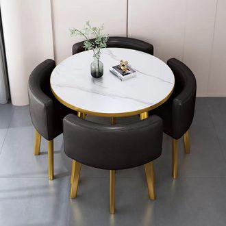 Generic 5-teiliges Esszimmer-Set, runder Tisch und 4 St&uuml;hle, K&uuml;chentisch, Fr&uuml;hst&uuml;cksbar, Konferenztisch f&uuml;r Esszimmer, K&uuml;che, B&uuml;ro