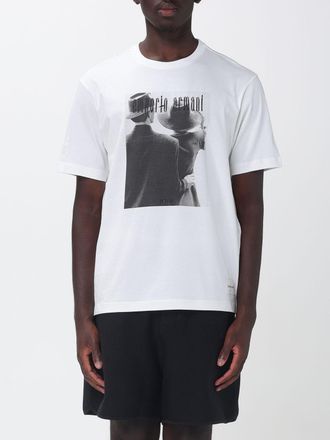 Emporio Armani T-shirt en coton &agrave; imprim&eacute; graphique et logo contrastant