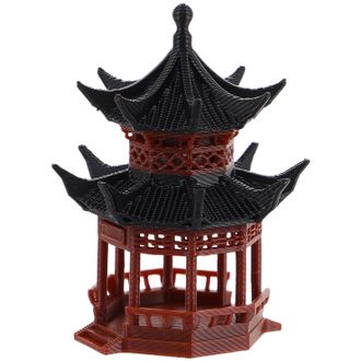 BESPORTBLE Miniatur Gartenpagode aus Kunststoff 6cm Hoher Sechseckiger Pavillon mit Eckturm Design Bonsai und Aquarium Dekoration f&uuml;r Feengarten und Mikrolandsch