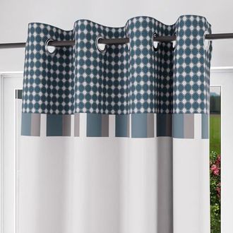 Soleil d'Ocre Soleil dOcre Lissabon Rideau bei Ösen, Ösen, Baumwolle, Weiß, 140 x 250 cm