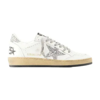 Golden Goose Womens Ball Star Sneakers - Golden Goose Leather White- Silver Calfskin Shoes