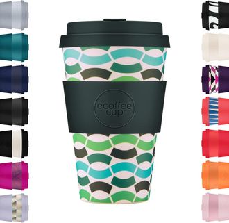 Ecoffee Cup 14oz 400ml Ecoffee Cup Wiederverwendbare umweltfreundliche 100% pflanzliche Kaffeetasse mit Silikondeckel und Hülle - Melaminfreie und biologisch abba