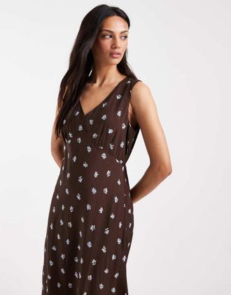 Levi's Brita - Robe nuisette &agrave; petites fleurs - Marron-Bleu