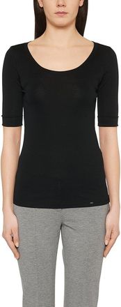 Marc Cain Damen Regular Fit T-Shirt T - Shirts +E 48.69 J14, Einfarbig, Gr. 46 (Herstellergröße: 7), Schwarz (Black 900)