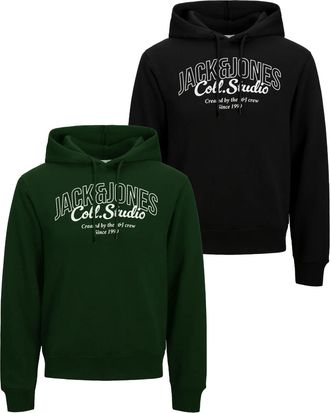 Jack & Jones Male Kapuzenpullover Logo Kapuzenpullover (Doppelpack Hood 18 (606 DuffelBag/Black, XXL))