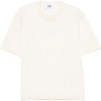 Golden Goose Femme, Tops, Blanc, Taille: 38 FR T-shirt en coton d&eacute;lav&eacute;