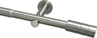 Gardinia Gardinenstangen-Set, 1-Lauf, Zylinder, &Oslash; 22/25 mm, 100-190 cm, Metall, Edelstahl-Optik