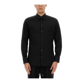 Dolce & Gabbana Lang&auml;rmeliges Hemd mit Kn&ouml;pfen - - Shirts - Herren - Schwarzk - M