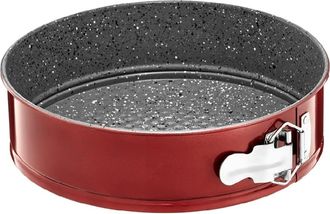 Ambition Springform 24 cm rund mit Flachboden runde Kuchenform Tortenform dicht rot antihaft, Anthrazit, Rot, 83005