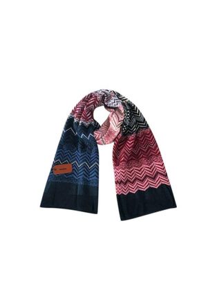 Missoni pink & blue zig-zag striped scarf
