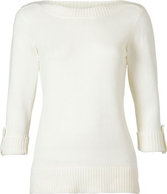 Casual Looks 3/4 Arm-Pullover CASUAL LOOKS Pullover, Damen, Gr. 40, wei&szlig; (wollwei&szlig;), 50% Baumwolle, 50% Polyacryl, unifarben, figurumspielend, Pullover, Topseller