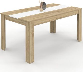 IDMarket Table à Manger Rectangle Georgia 8 Personnes Imitation hêtre et Blanche 160 x 90 cm