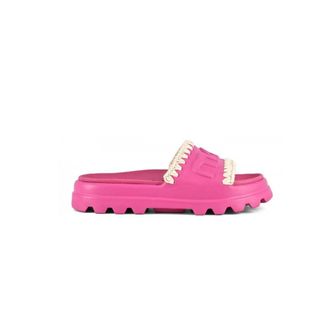 Mou EVA Slide Sandale Fuchsia Geh&auml;kelt - - Shoes - Damen - Rosa - 40 EU