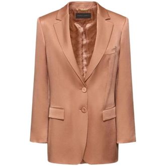Alberta Ferretti Satin Beige Jacke mit Logo-Futter - - Jackets - Damen - Beige - S