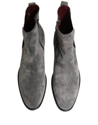 Dolce & Gabbana Mens Gray Suede Leather Chelsea Boots Shoes
