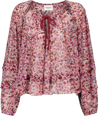 Isabel Marant Blouse Felipa Imprim&eacute; Framboise &Eacute;cru
