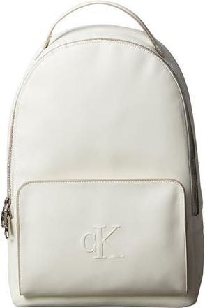 Calvin Klein Sac &agrave; Dos Femme Sculpted Impression Slim avec Compartiment pour Ordinateur Portable, Blanc (Lily White), Taille Unique