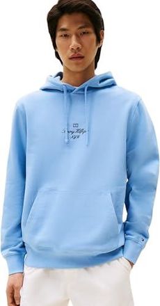 Tommy Hilfiger Sweat &agrave; Capuche Homme Outline Flag Script avec Capuche, Bleu (Cloudy Blue), XXL