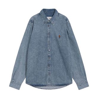 Ami Homme, Chemises, Bleu, Taille: XL Chemise boutonn&eacute;e De Coeur