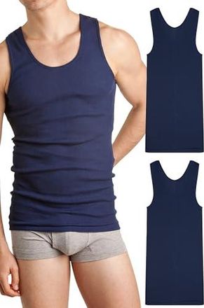 Bonds D&eacute;bardeur en Coton pour Homme, Bleu fonc&eacute; (Lot de 2), M