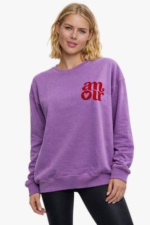 Worldclassca Sweatshirt Worldclassca Oversized Sweatshirt MORE AMORE Print Langarm Pullover Neue Kollektion - Stilvolle und gem&uuml;tliche Casual Mode f&uuml;r Damen