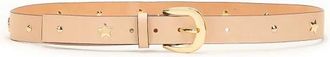 Oltre Femme, Accessoires, Rose, Taille: S/M Ceinture en cuir v&eacute;ritable avec clous en &eacute;toile