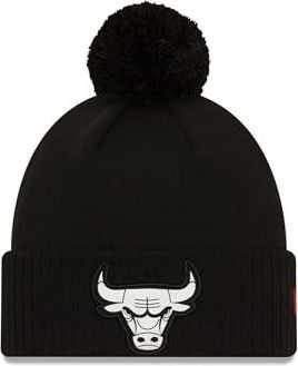 New Era Chicago Bulls NBA Bonnet Basket-Ball Hiver Pompon Chaud Logo de léquipe Noir