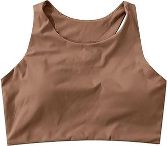 Generic Soutien-gorge de sport rembourr&eacute; pour femme - Couleur unie - Anti-chocs - Push Up - Haute intensit&eacute; - Pour la course &agrave; pied, marron, XL