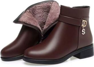 Generic Bottes orthop&eacute;diques en cuir synth&eacute;tique pour femme - Talon haut - Imperm&eacute;ables - Antid&eacute;rapantes - Avec fermeture &eacute;clair lat&eacute;rale, marron, 39.5 EU