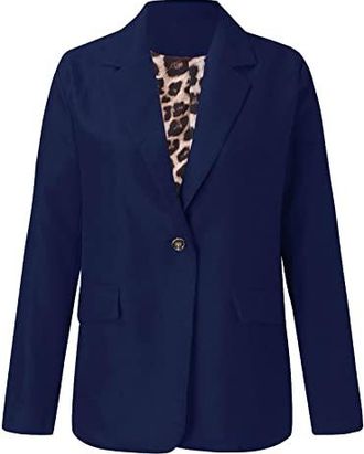 Generic Vestes pour femmes, couleur unie, coupe ajust&eacute;e, un bouton, manches moyennes, veste de costume de loisirs 2026, bleu, S