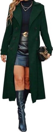 Onsoyours Femme Manteaux Trench Coat &Eacute;l&eacute;gant Manches Longues Revers Blouson en Laine Chaud Jacke Parka Outwear avec Boutons Coupe-Vent Cardigan Long Hiver Veste