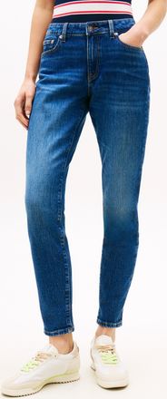 Tommy Jeans Slim-fit-Jeans TOMMY JEANS MR SLIM, Damen, Gr. 25, L&auml;nge 28, blau (denim schwarz), Denim/Jeans, Obermaterial: 99% Baumwolle, 1% Elasthan, unifarben, s