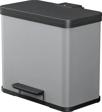 Hailo Öko trio Plus L Tret-Mülltrenner - freistehender 3 x 9 Liter Dreifachmülleimer aus Stahlblech - Mülltrennsystem mit soft close Deckel - 3-fach Abfallt