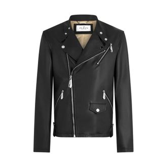 Philipp Plein Veste Moto en Cuir - Homme - Vestes - Noir - Taille: L