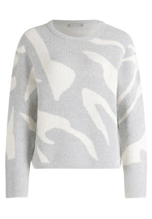 Betty & Co Damen Strickpullover mit Jacquard Grau/Wei&szlig;,46