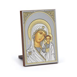 NKlaus Ikone Gottesmutter Von Kazan Holz 6x8,5cm christlich Kunstdruck mit Goldpr&auml;gung 11077