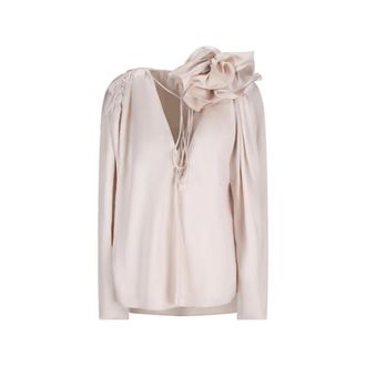 Magda Butrym Bluse mit R&uuml;schenschulter - - Blouses & Shirts - Damen - Wei&szlig; - L